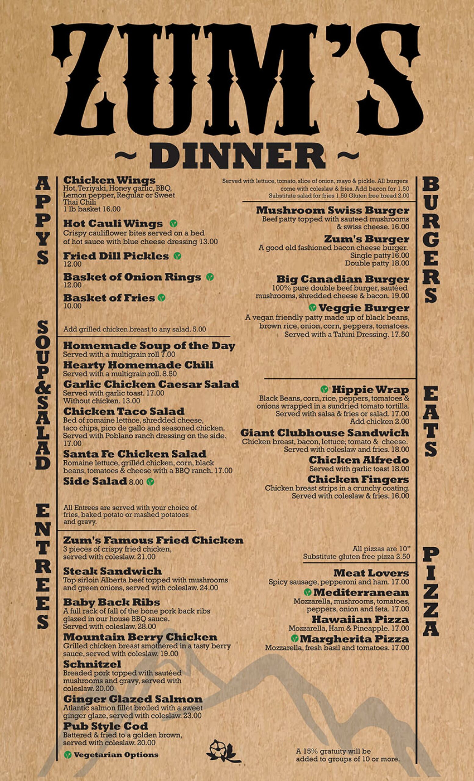 Menu | Zum's Eatery