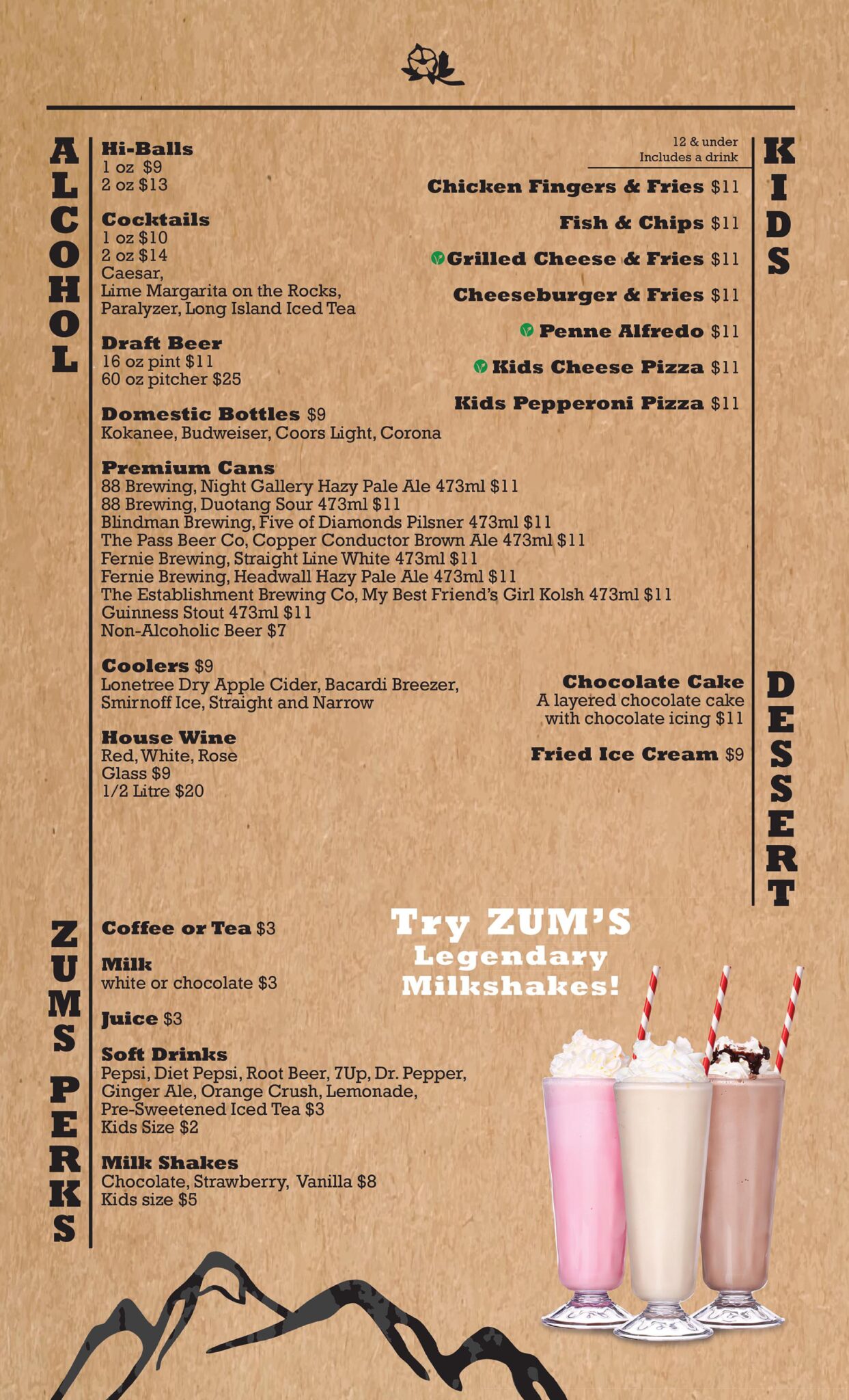 Menu | Zum's Eatery