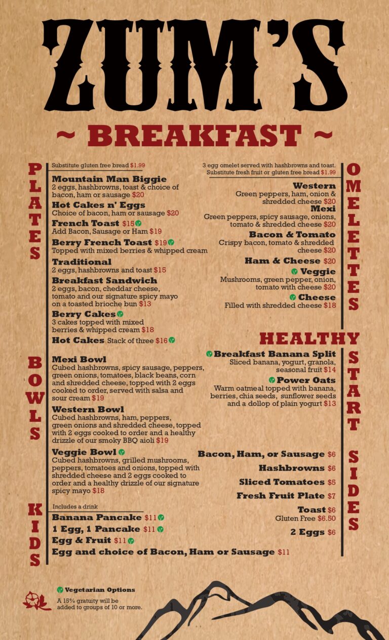 Menu | Zum's Eatery