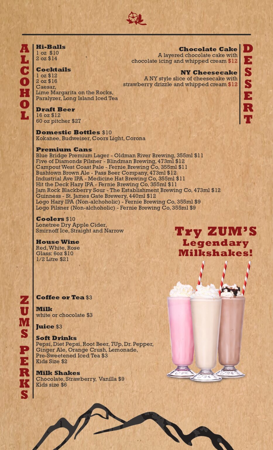 Menu | Zum's Eatery